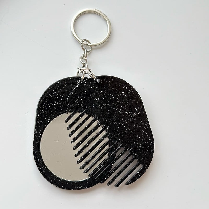 2-in-1 Acrylic Comb & Mirror Keychain, Portable Mini Hair Comb with ...