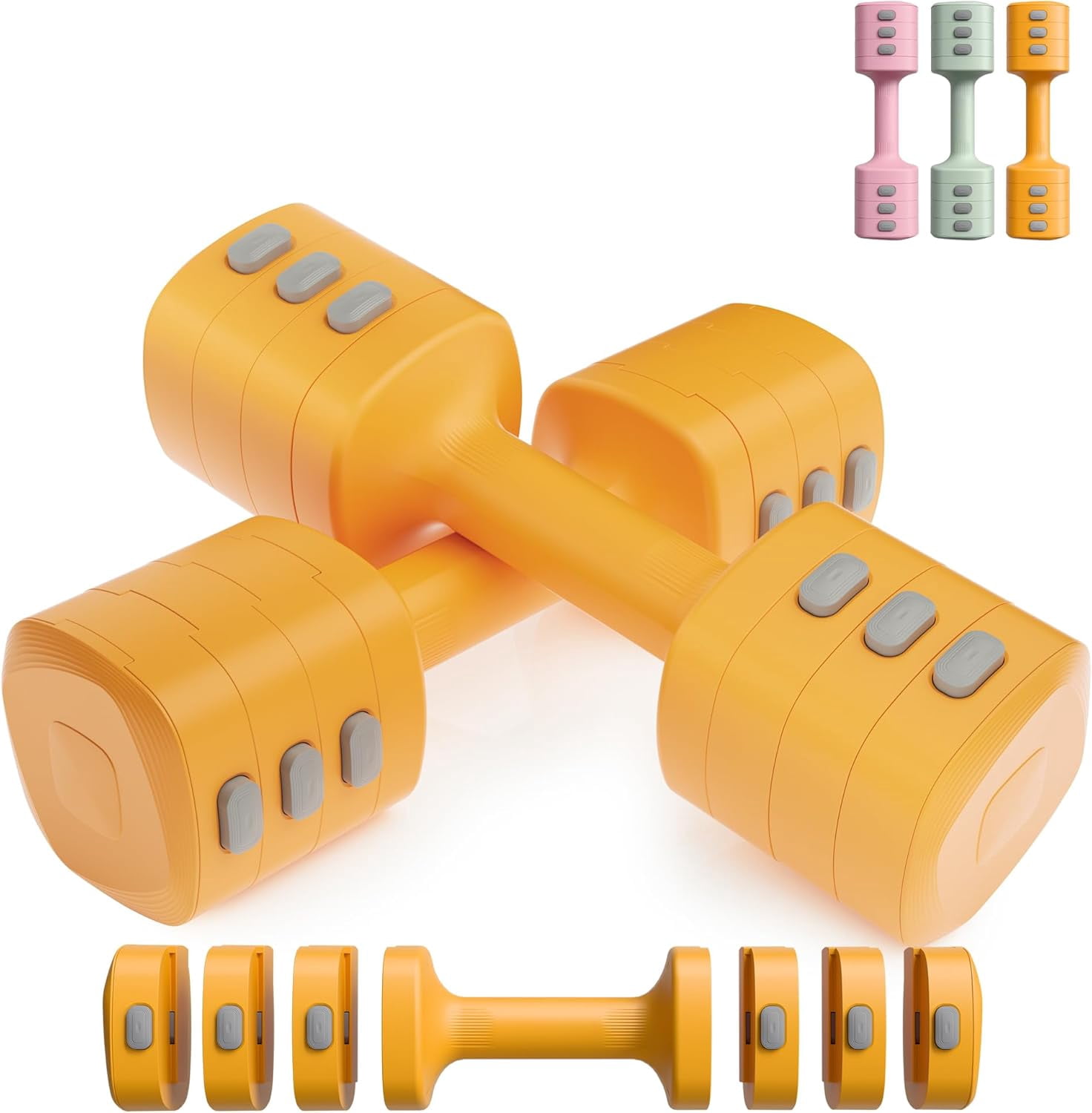 2-in-1 Adjustable Dumbbell Set for Women - 4 Levels (2.2lbs to 12.1lbs ...