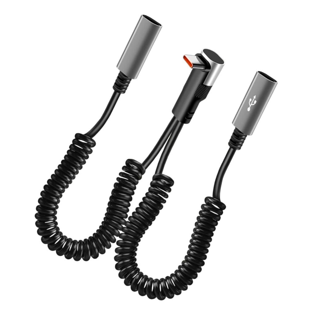 2 in 1 Adjustable Spring USB C Splitter Cable 66W Quick Charging 90 ...