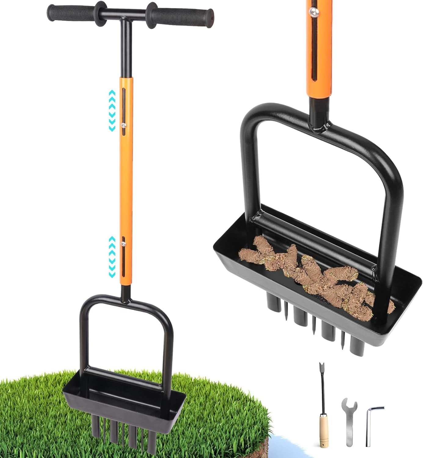 2-in-1 Aerator Lawn Tool, Lawn Aerator Coring Garden Tool with Soil ...