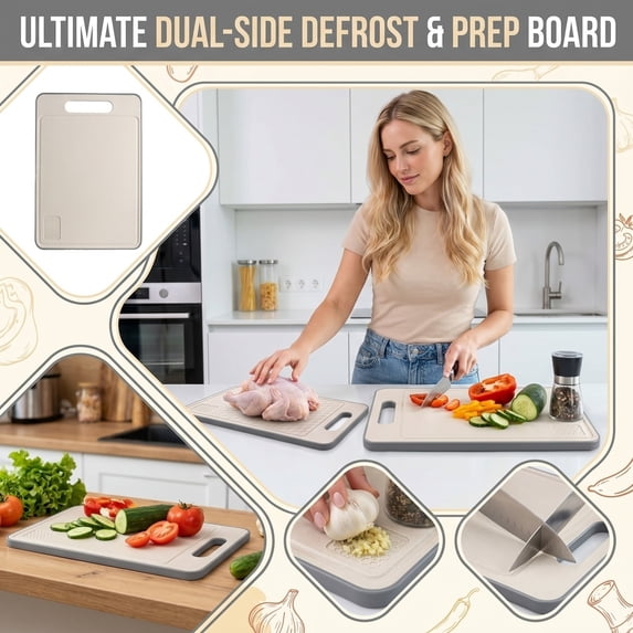 2-in-1 Aluminum Defrosting Tray & Cutting Board with Built-in Sharpener ...