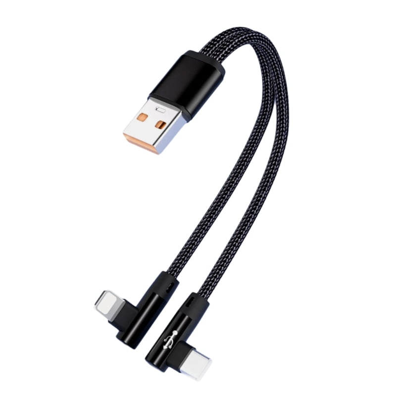 2 in 1 Angled Charger Cable Type C and Lightning 6A Fast Charging for ...