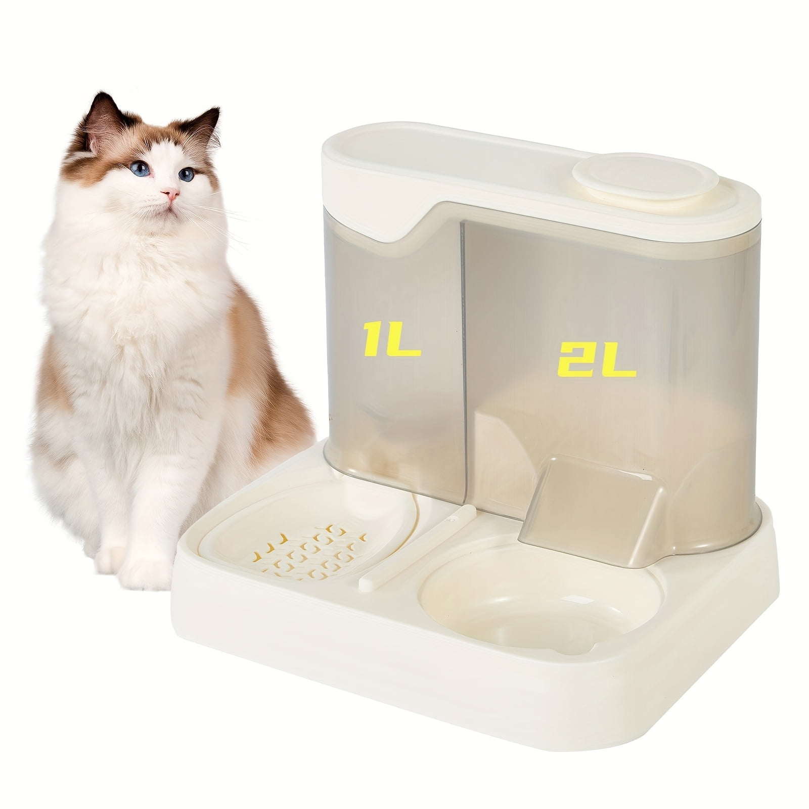 2-in-1 Automatic Cat Feeder & Waterer - Gravity Food Dispenser Water ...
