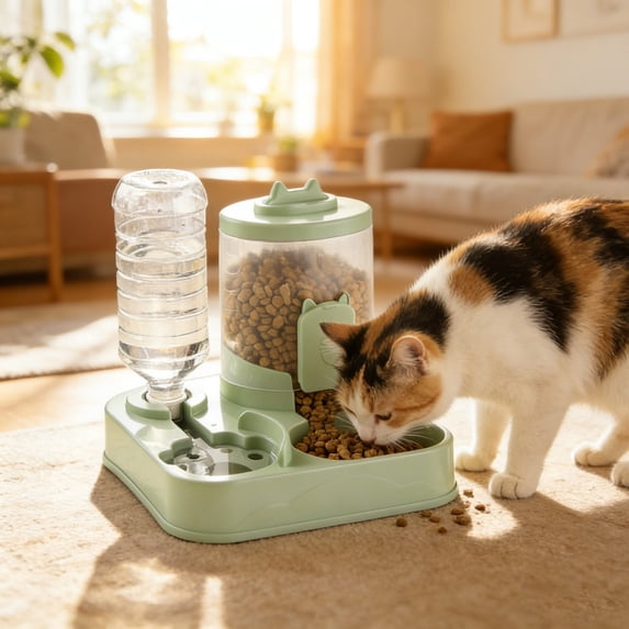 2 in 1 Automatic Pet Feeder and Waterer, Cat Dog Food Dispenser with ...