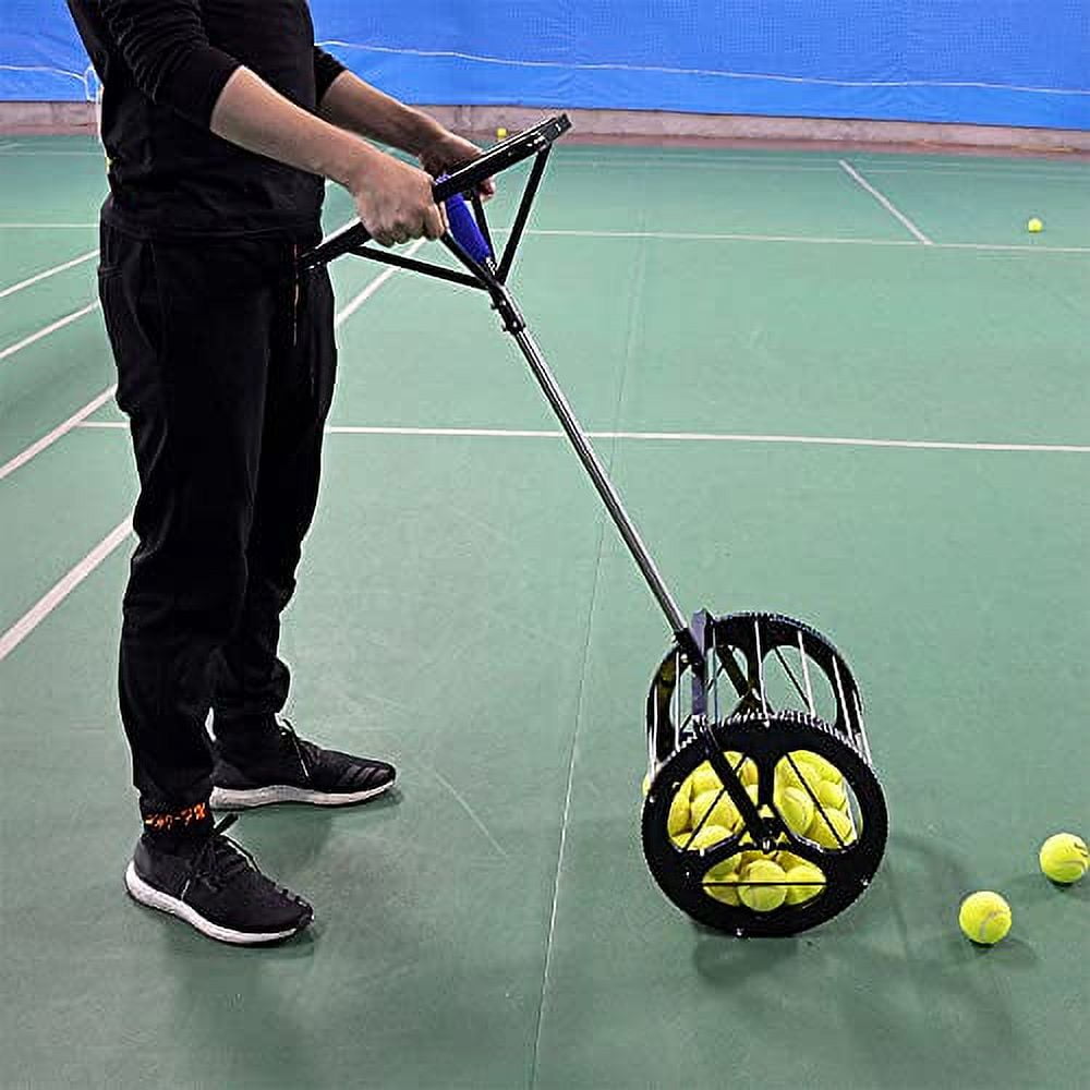 2 in 1 Automatic Tennis Ball Picker with Handle, Black, Stainless Steel ...