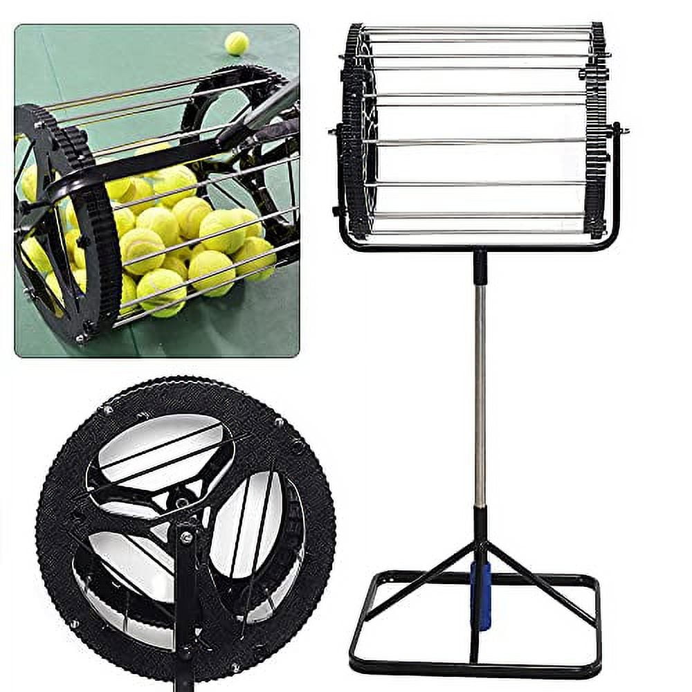 2 in 1 Automatic Tennis Ball Picker with Handle, Black, Stainless Steel ...