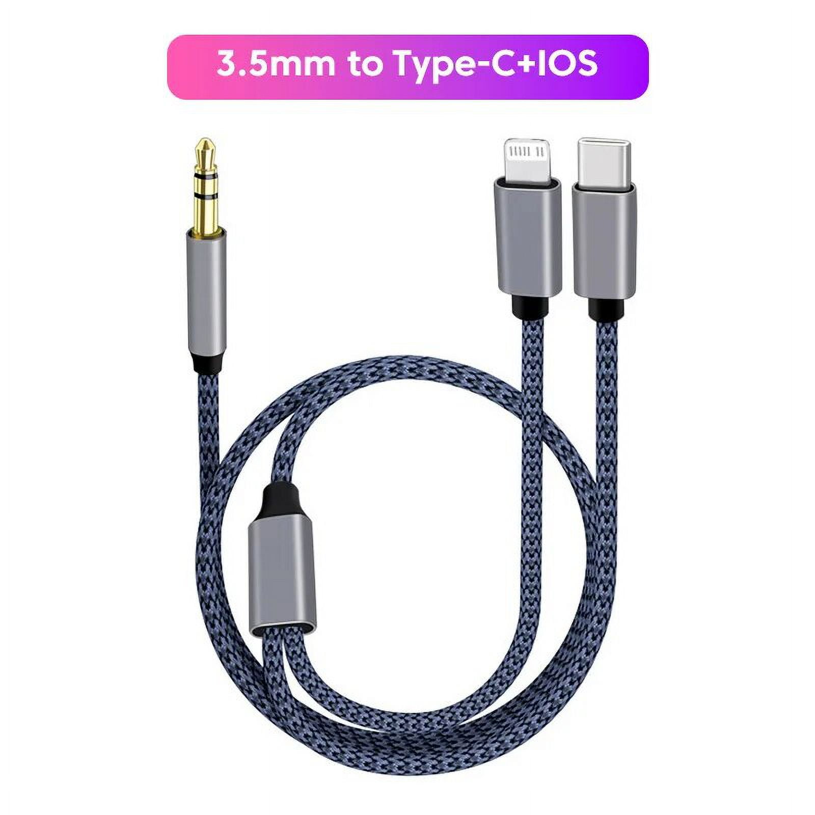 2 in 1 Aux Audio Cable 3.5mm to Type C IOS Aux Cable Speaker Cable For ...