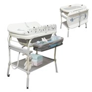 Delta Children Hayes Wooden Infant Changing Table with Toddler Pad and Fabric Bins, Bianca White ...