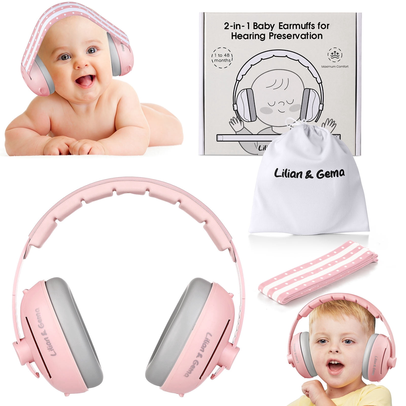 2-in-1 Baby Ear Muffs Noise Protection, Adjustable Headphones with ...