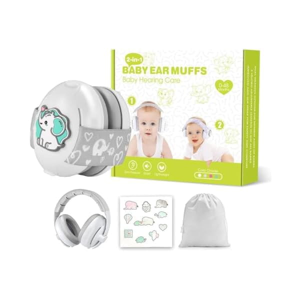 2-in-1 Baby Headphones for Noise Cancelling, Adjustable Ear Muff Noise ...