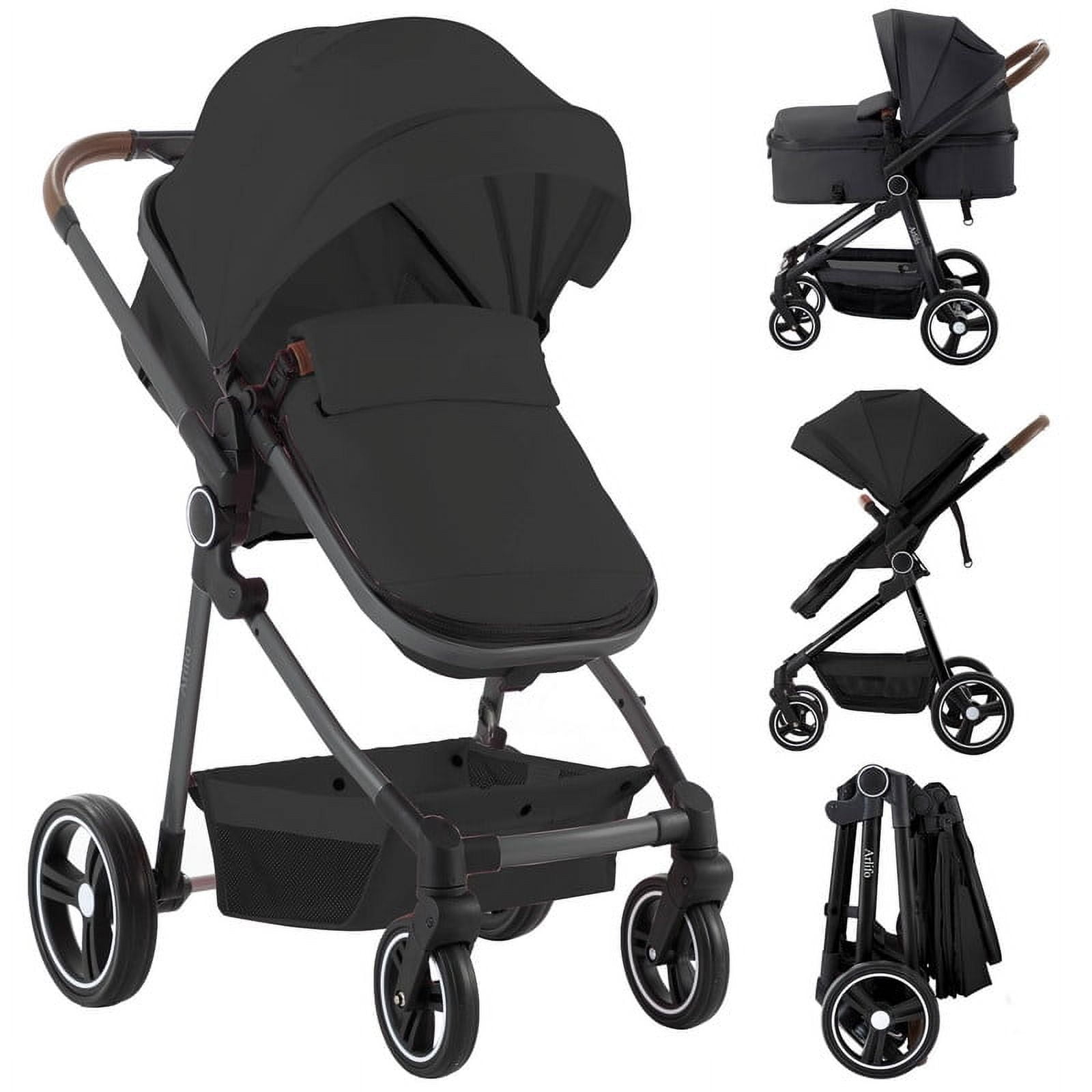 2 in 1 Baby Stroller Foldable Baby Stroller Reversible Bassinet ...