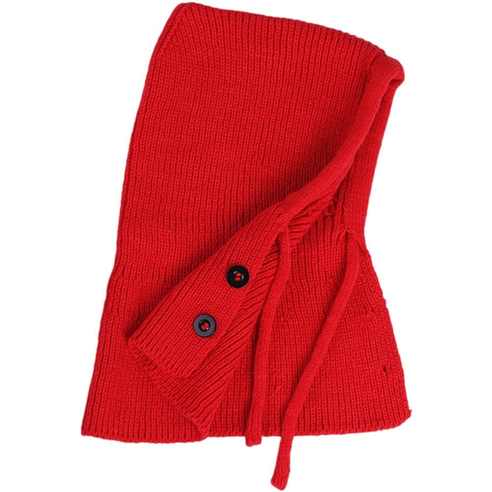 2 in 1 Balaclava Hat With Hooded Scarf, Windproof Knitted Woolen Cap ...