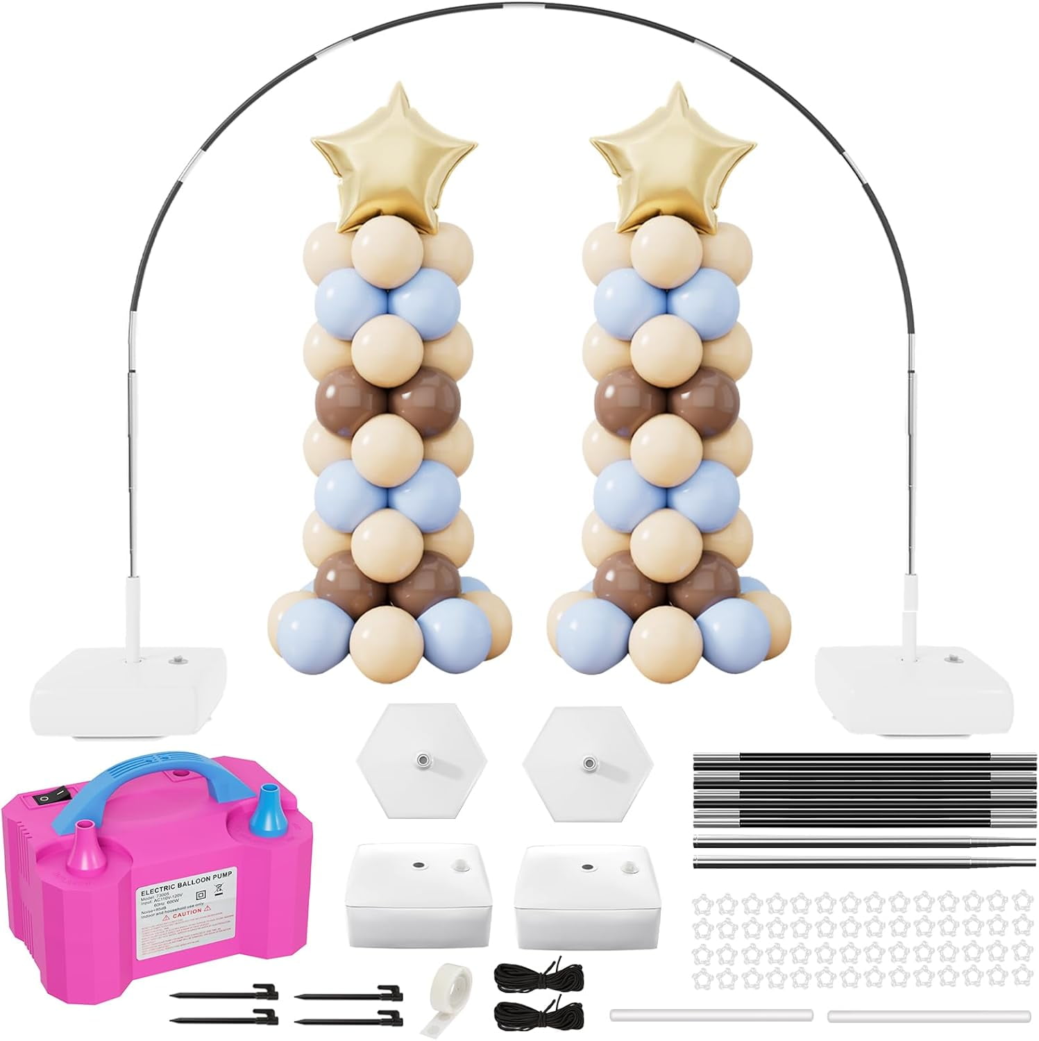 2-in-1 Balloon Arch Kit, 7.2ft Balloon Arch Stand with Electric Pump ...