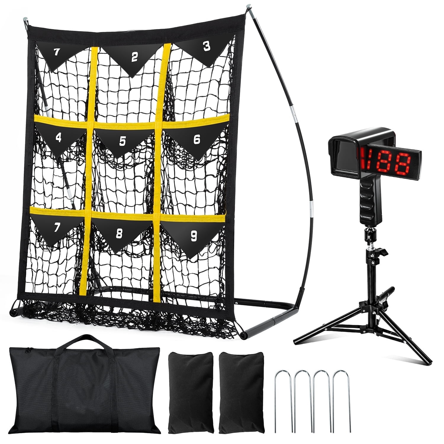 2-in-1 Baseball Pitching Net & Radar Gun Combo for improving pitching ...
