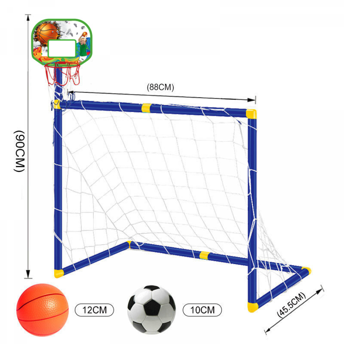 2-in-1 Basketball Stand & Soccer Goal Set for Kids, Portable and ...