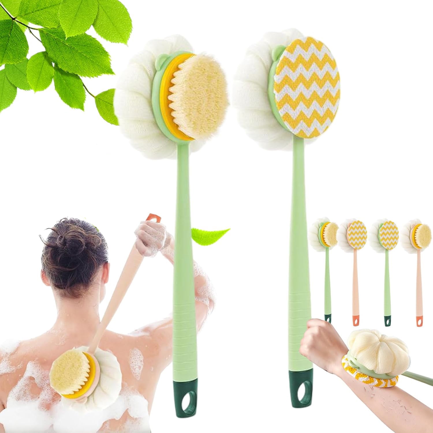 2-in-1 Bath Scrubber & Back Brush, Double-Side Body Scrubber Soft ...