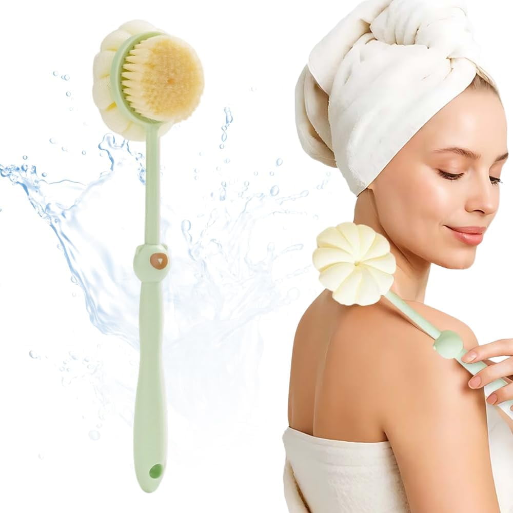 2-in-1 Bath Scrubber Back Brush, Two Sided Shower Body Brush Back ...