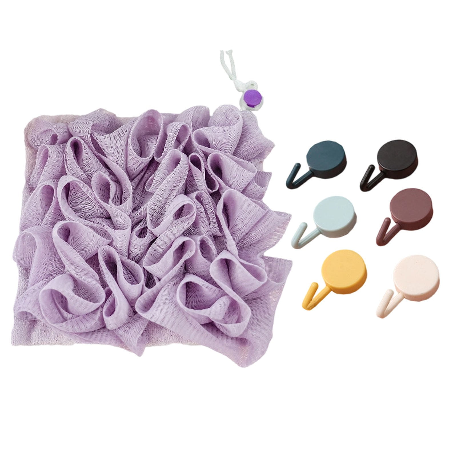 2 in 1 Bath Sponge and Soap Holder Exfoliating Loofah with Hanging Hook ...