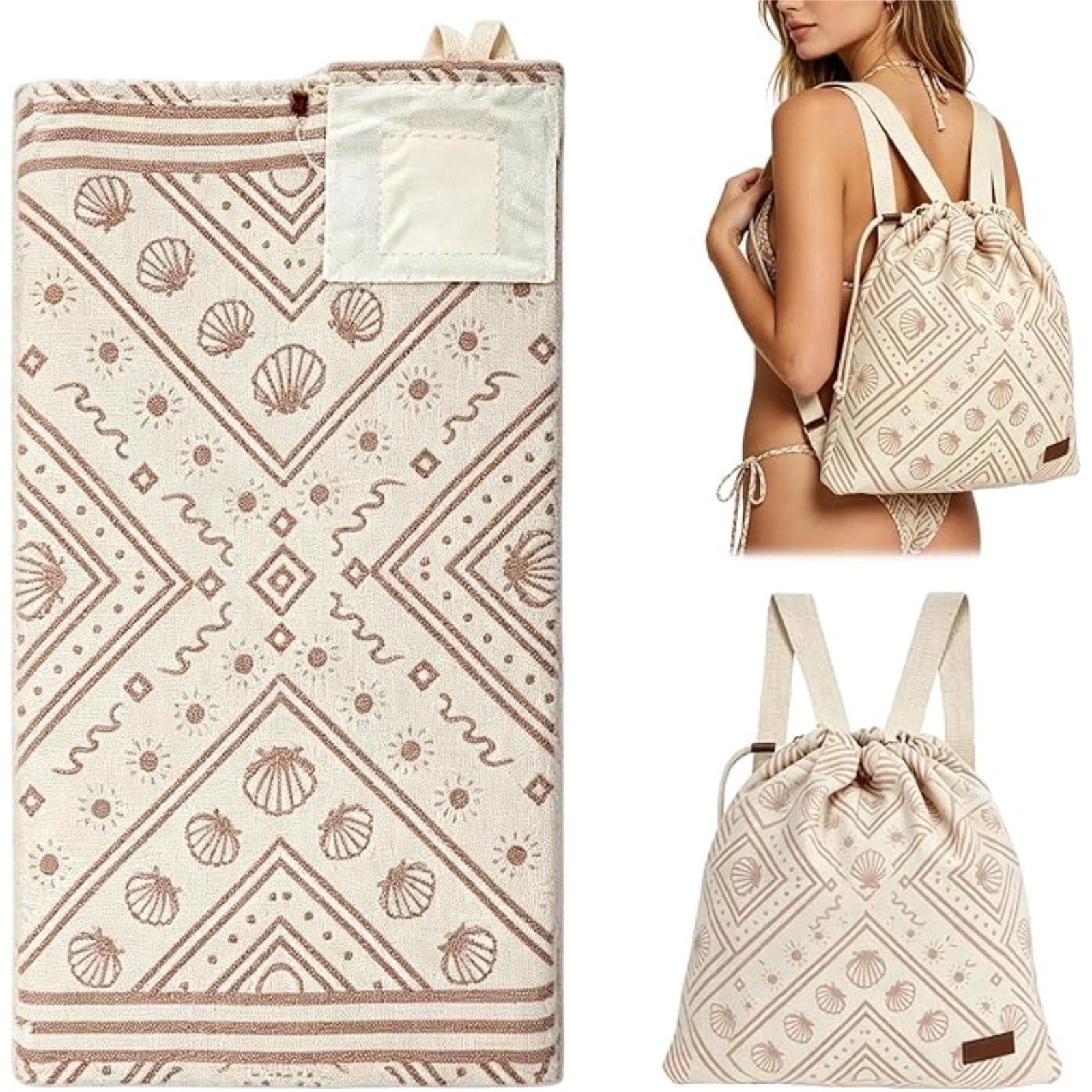 2-in-1 Beach Towel Bag & Convertible Backpack, Oversized Microfiber ...