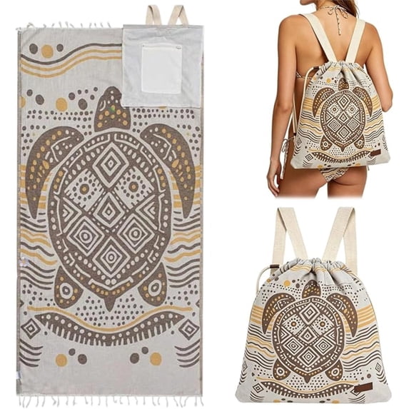 2-in-1 Beach Towel Bag & Convertible Backpack, Oversized Microfiber ...