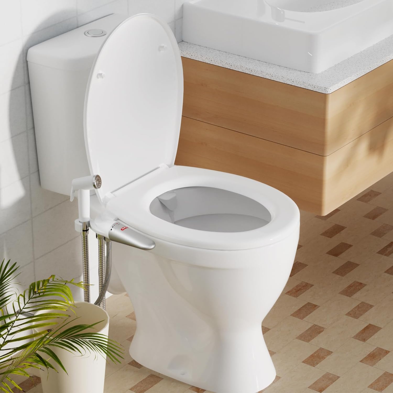 2-in-1 Bidet Attachment with Handheld Bath Bidet Sprayer, Ultra-Slim ...