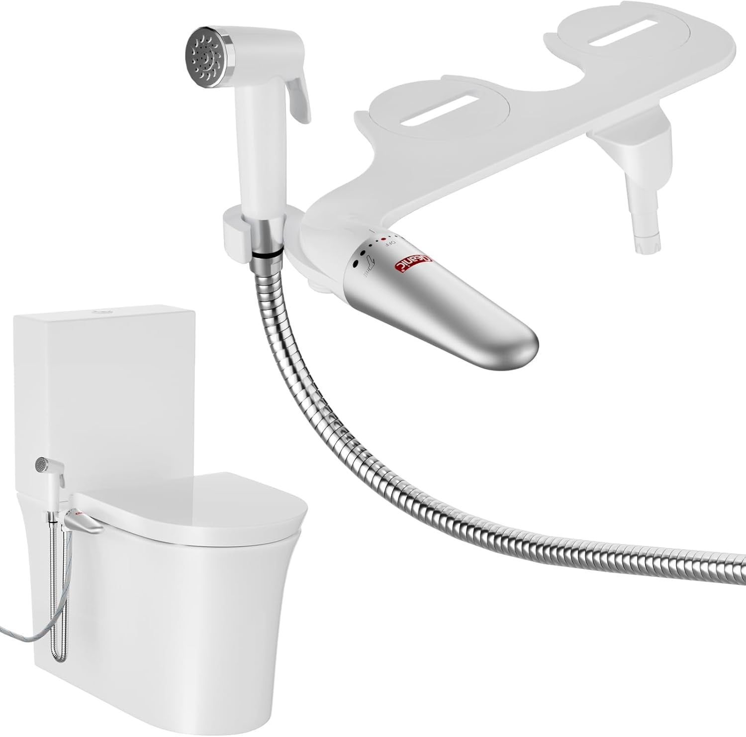 2-in-1 Bidet Attachment with Handheld Bath Bidet Sprayer, -Slim ...