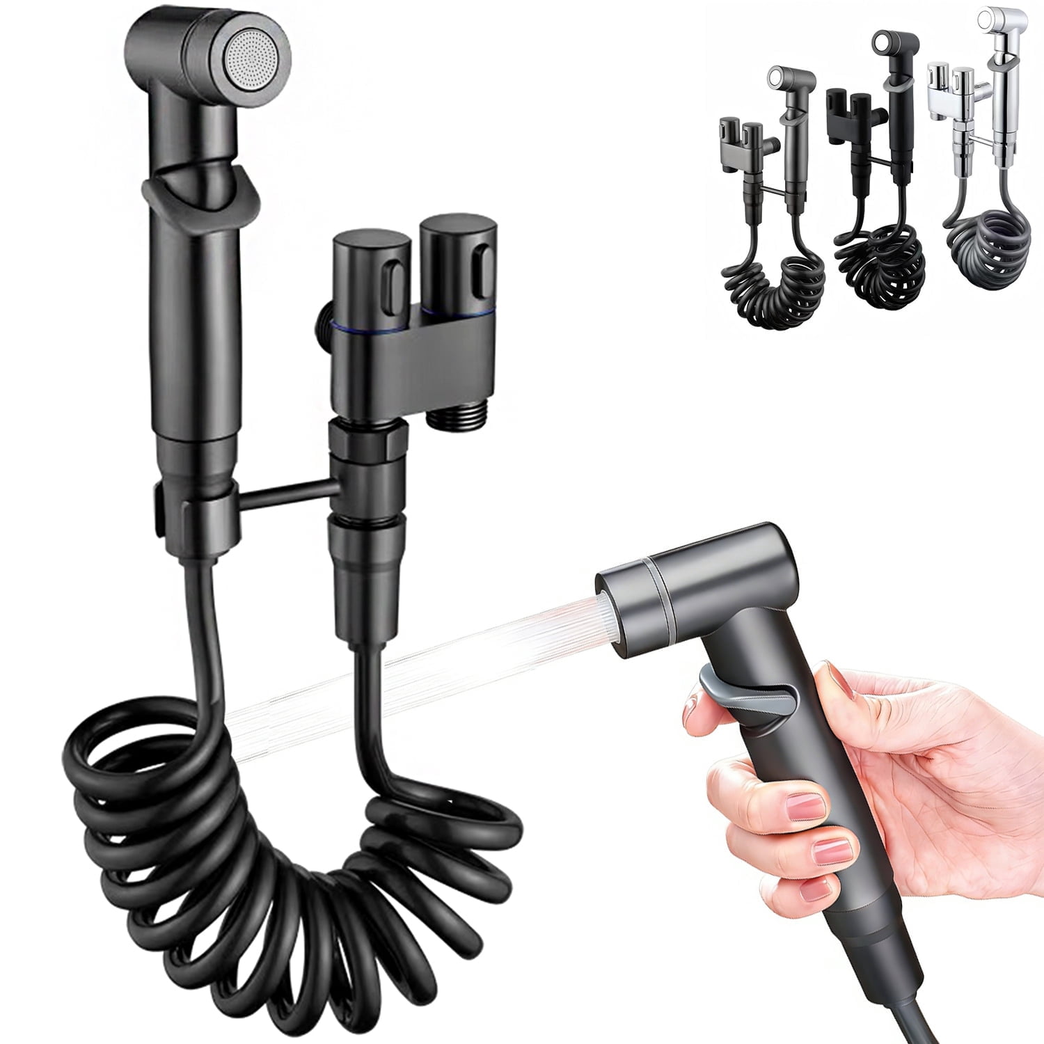 2-in-1 Bidet Sprayer and Toilet Cleaning Kit with Dual Control Valve ...