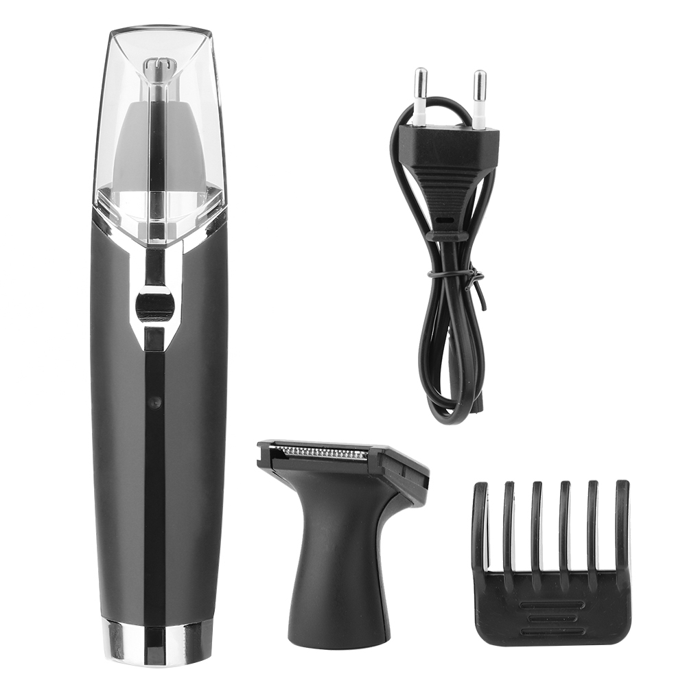 2-in-1 Black Electric Nose Hair Trimmer and Sideburns Shaver with ...