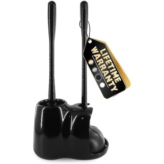 2-in-1 Black Toilet Brush and Plunger Set with Holder – Compact ...