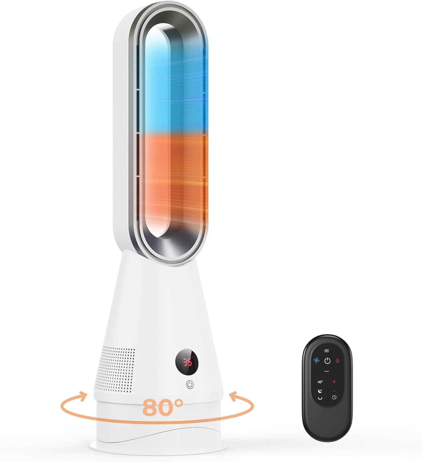 2-in-1 Bladeless Heater and Cooler Fan - 1600W Quiet Space Heaters & 8 ...