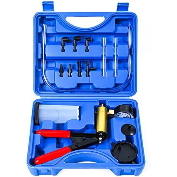 2 in 1 Brake Bleeder Kit with Hand Vacuum Pump with Gauge Adapters ...