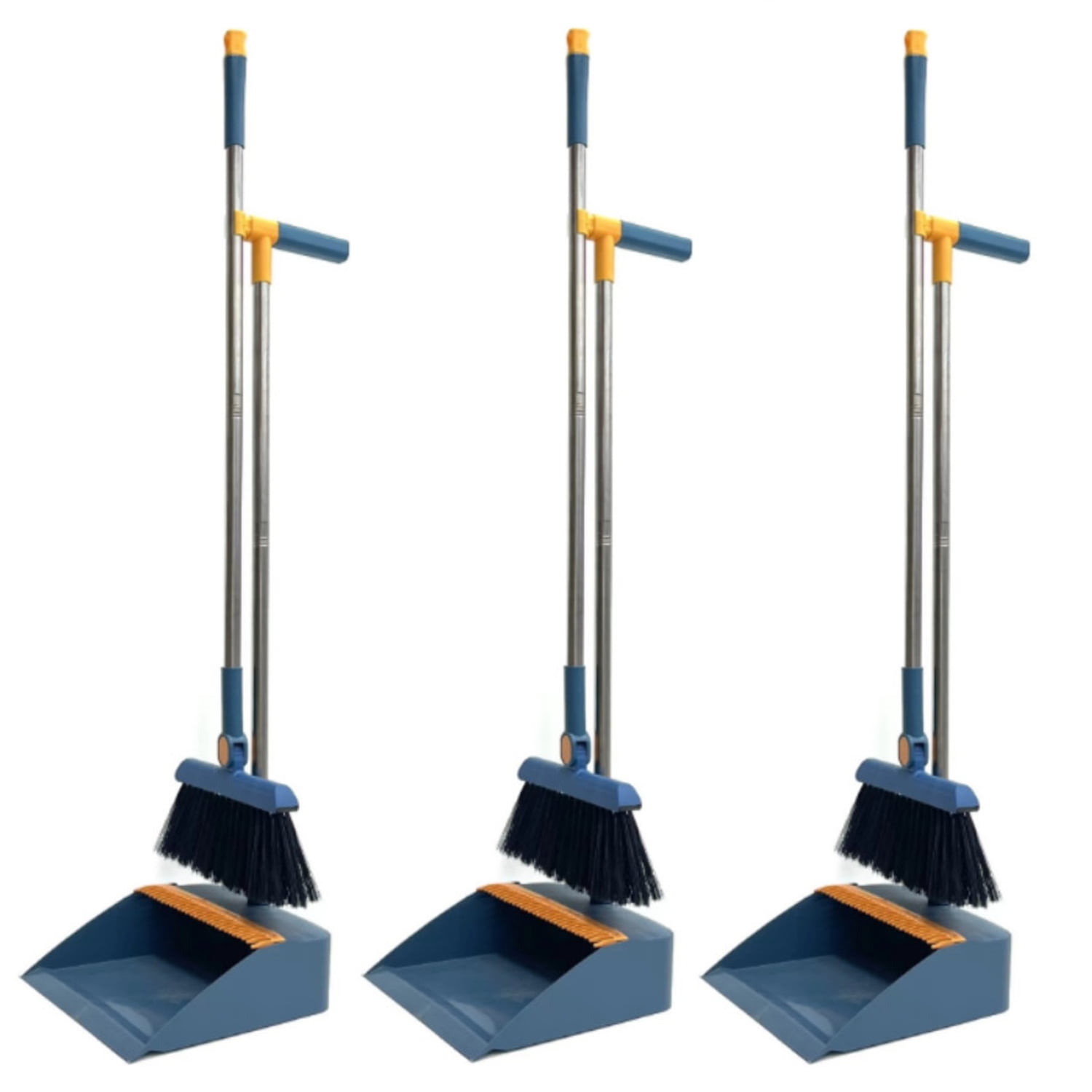 2-in-1 Broom and Dustpan Set Rotatable and Foldable Long Handle magnetic broom and dustpan ...