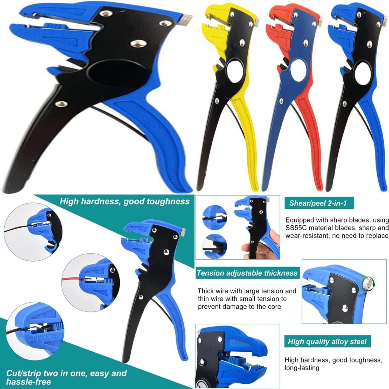 2 in 1 Cable Stripper Tool Derivemid Cable Strippers Automatic Wire ...