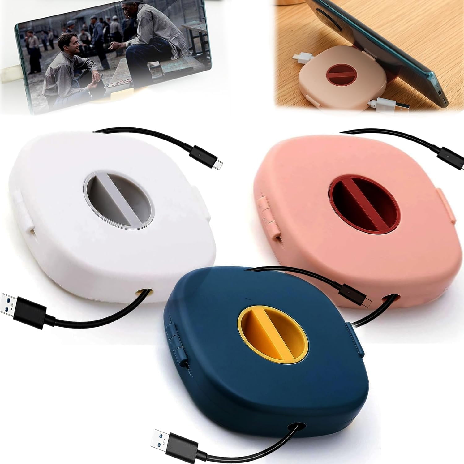 2 in 1 Cable Winder with Phone Stand | Durability ABS Cable Organizer ...