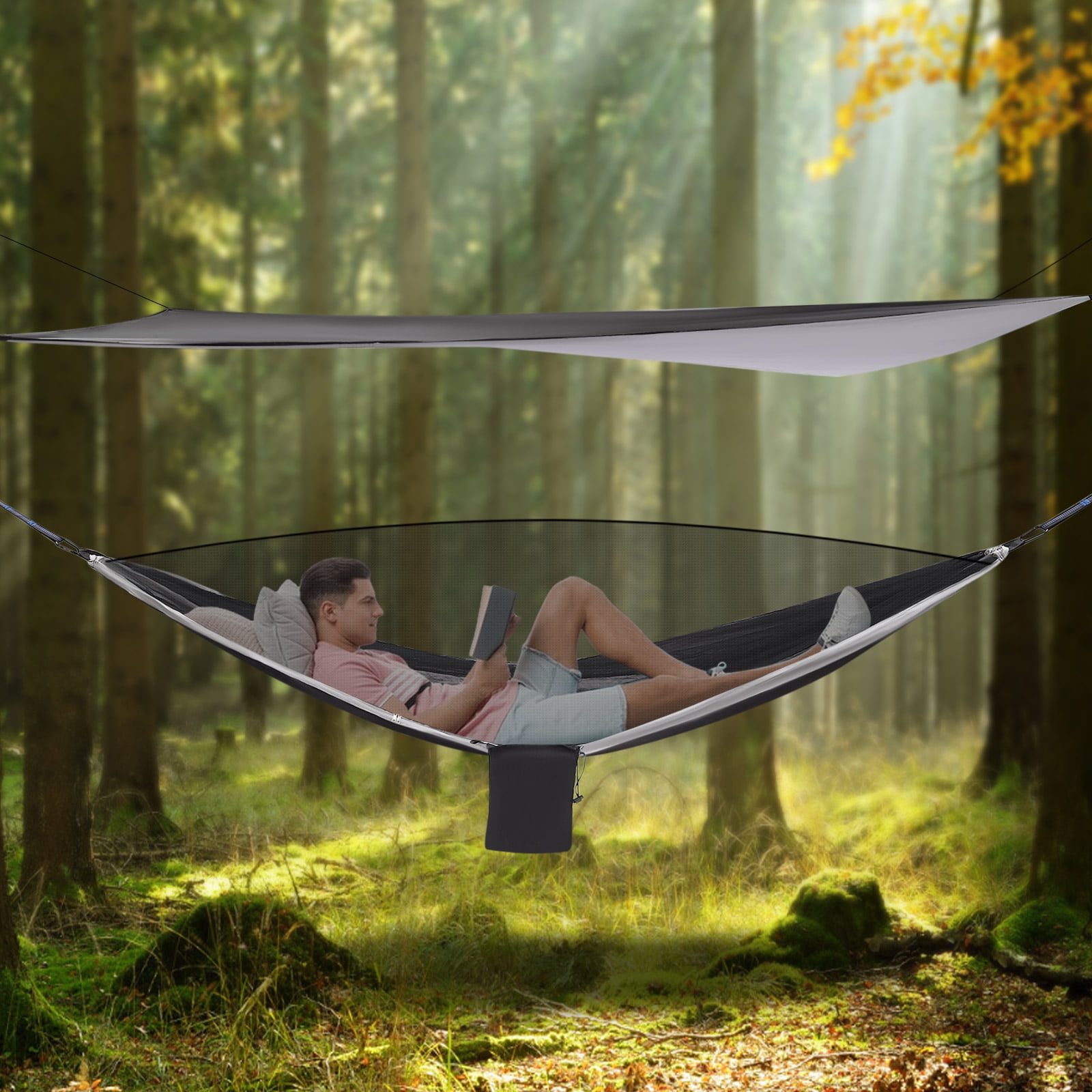 2-in-1 Camping Hammock with Mosquito Net, 440.9 lbs Load-Bearing ...