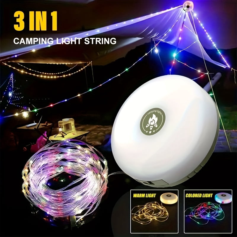 [2-in-1 Camping String Lights] 2-in-1 Outdoor Portable Foldable Camping ...