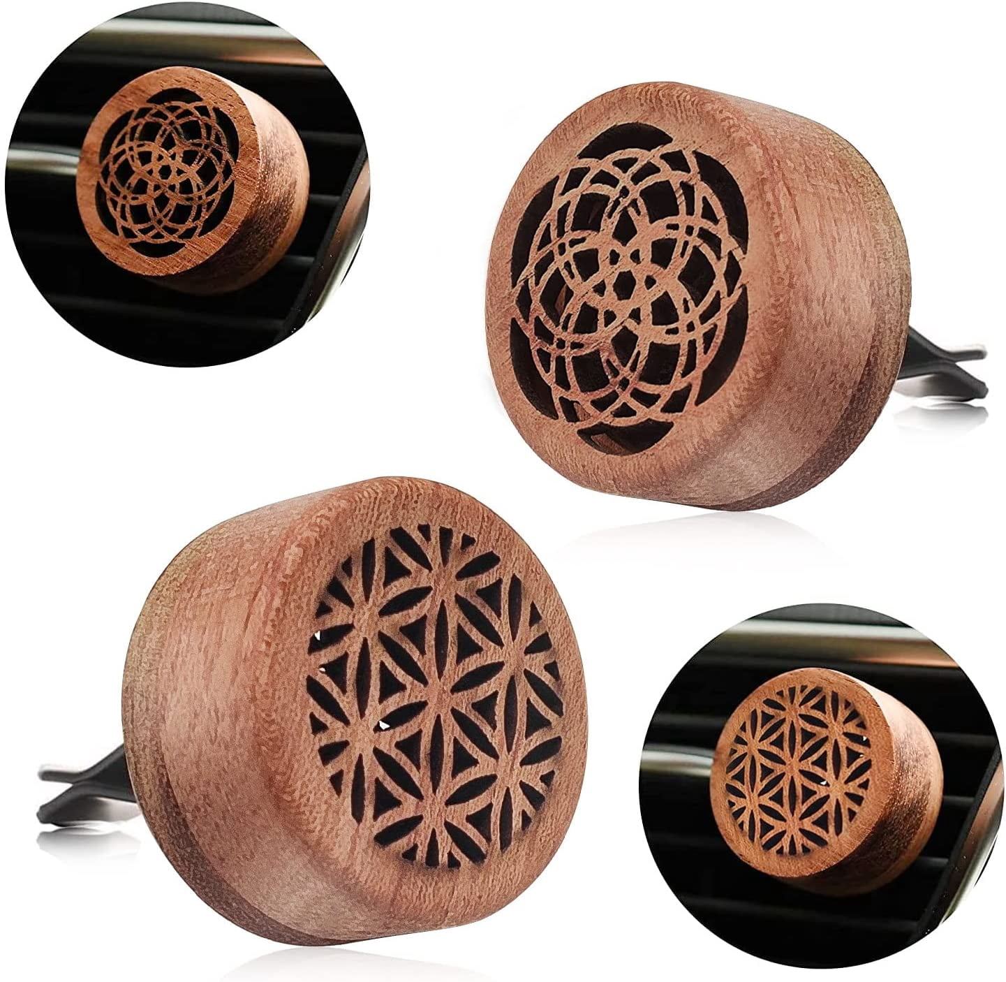 2-in-1 Car Aromatherapy Diffuser & Air Freshener, Portable Mini Wood ...