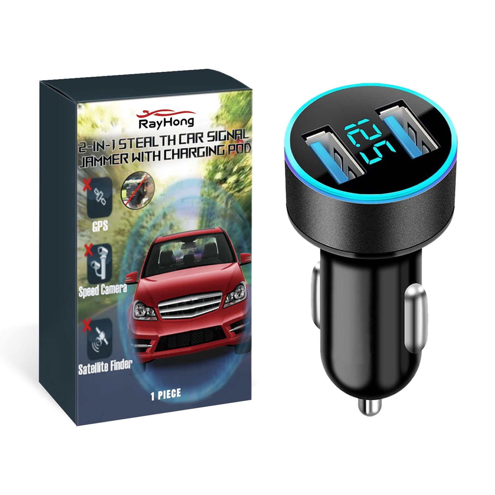 2-in-1 Car Charger with Charging Pod, Dual USB Vehicle Power Adapter ...