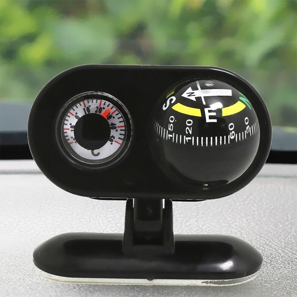 2-in-1 Car Compass Ball Thermometer Dashboard Self Adhesive Mount ...