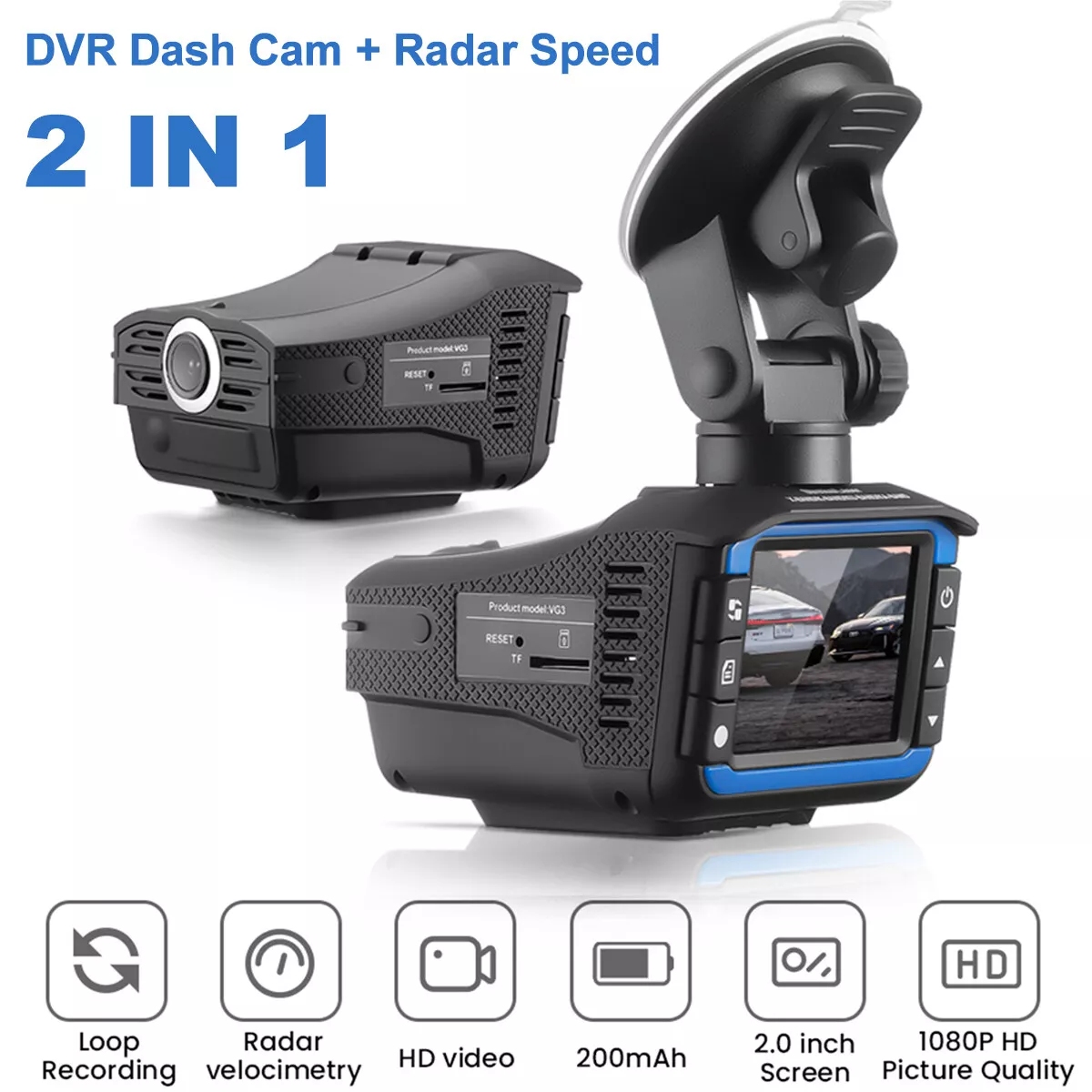 2-in-1 Car DVR Recorder Video Dash Cam Night G-sensor Radar Laser Speed ...