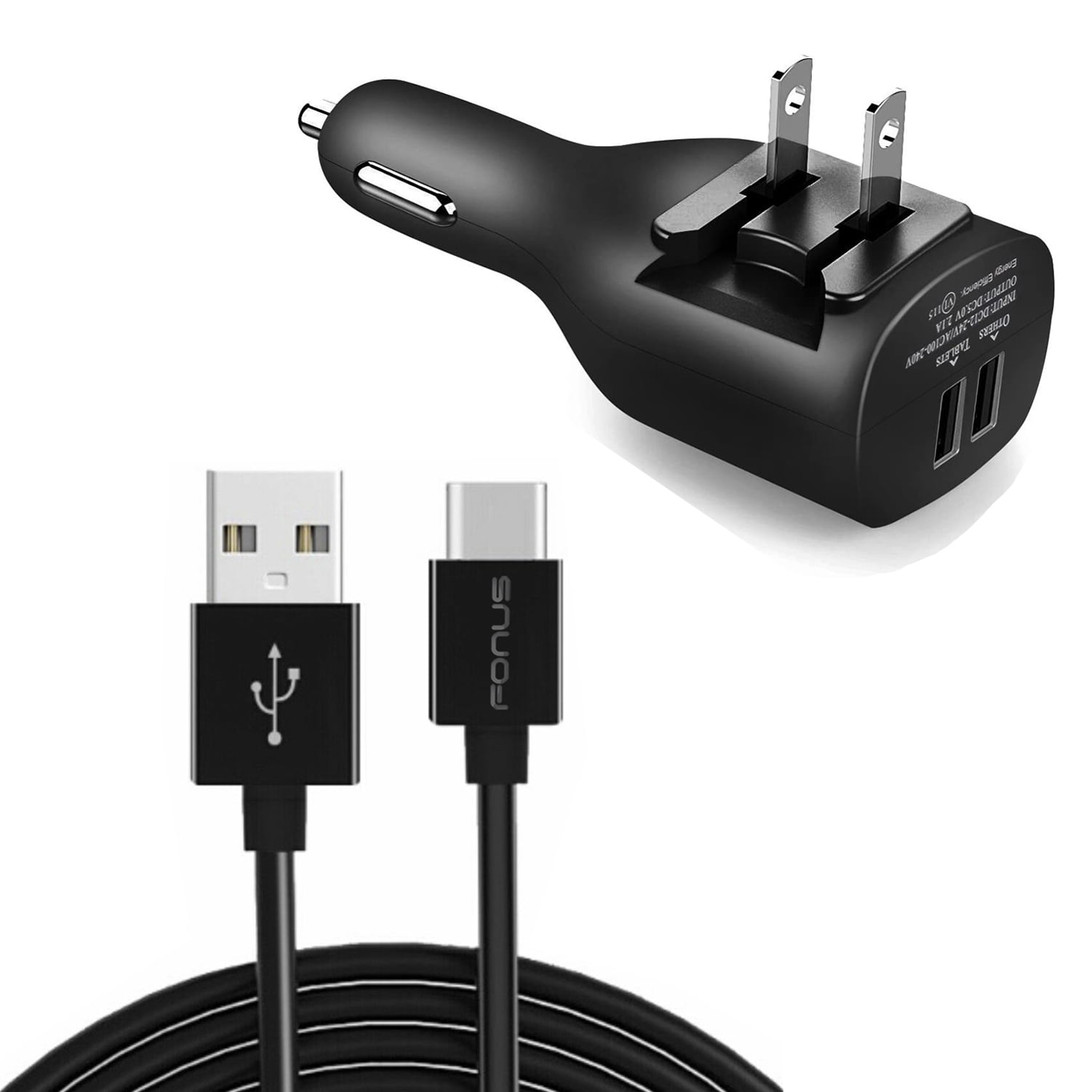 2-in-1 Car Home Charger for Consumer Cellular Verve Snap/Connect - 6ft ...
