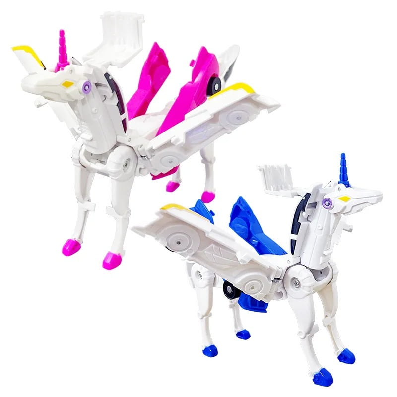 2 in 1 Car Transform Unicorn Figurines Magnetic Vehicle Cartoon Horse ...