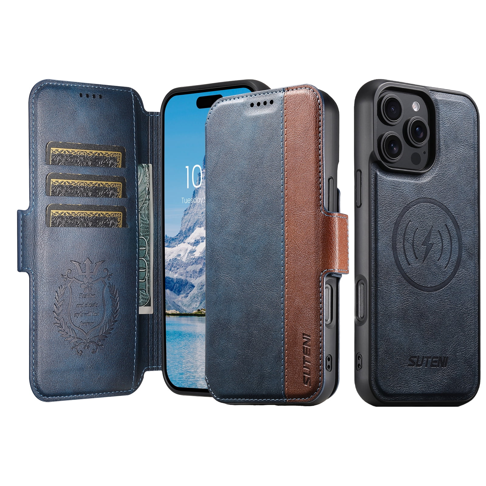 2-in-1 Case for iPhone 14 Pro, PU Leather Outer Wallet Case with ...