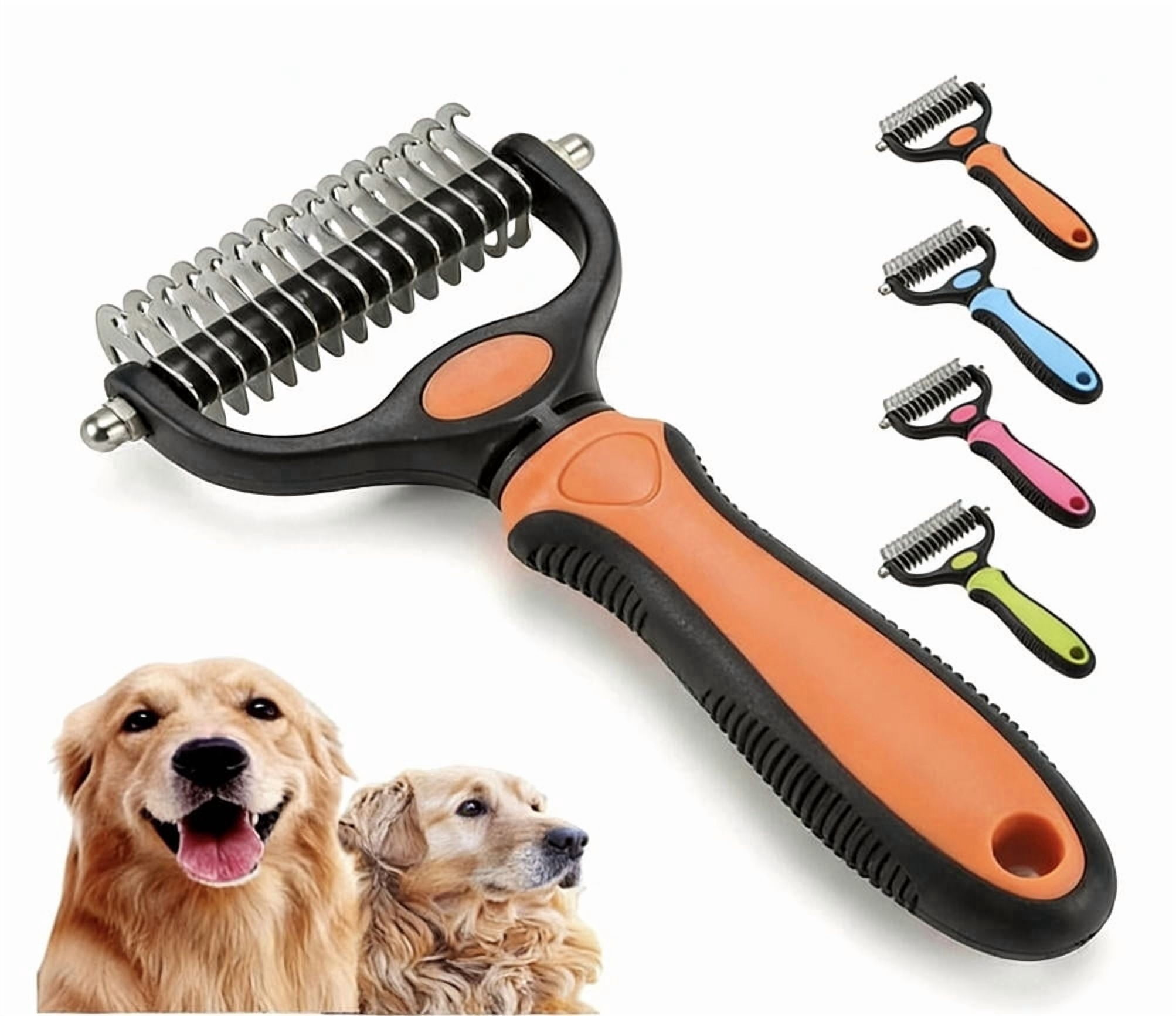 2-in-1 Cat Deshedding Brush – Undercoat Rake & Fine-Toothed Comb for ...
