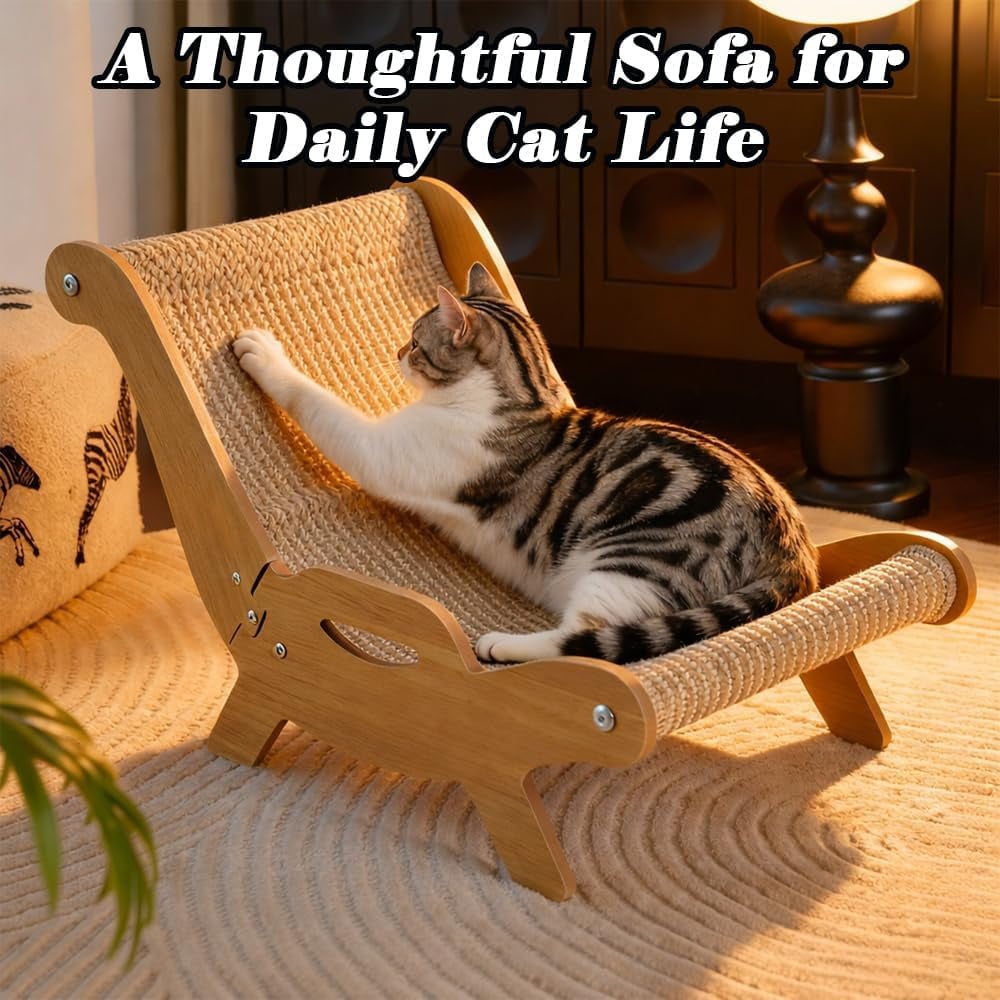 2-in-1 Cat Recliner & Scratching Board - Large Elevated Cat Bed with ...