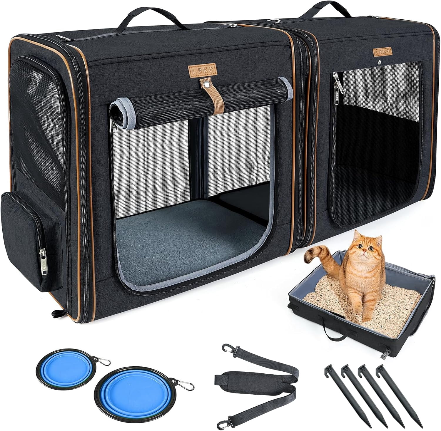 Unbranded 2-in-1 Cat Travel Carrier, Litter Box, Zipper Locks, Foldable ...