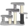 2 in 1 Cat Tree Tower 3-Step Pet Stairs with Scratching Posts, Tickling ...