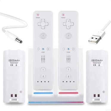 For Wii & Wii U Remote Controller Charger Kit with USB Cable and 2 Pack ...
