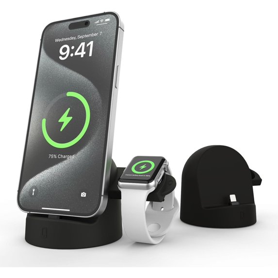 2 in 1 Charging Station for iPhone Apple Watch 15W Charging Stand Dock ...
