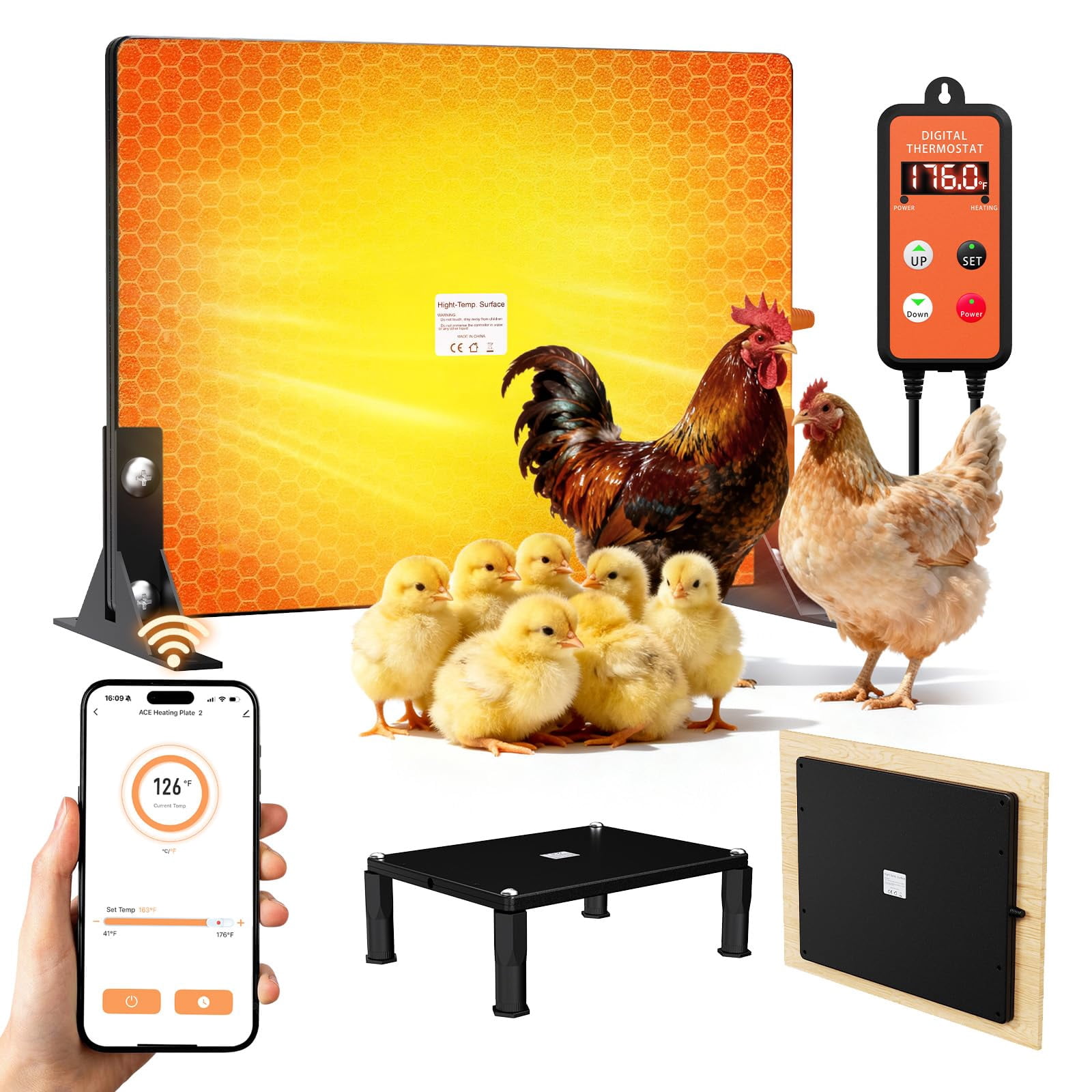 2-in-1 Chicken Coop Heater with APP & Thermostat,Smart Chicken Heater ...